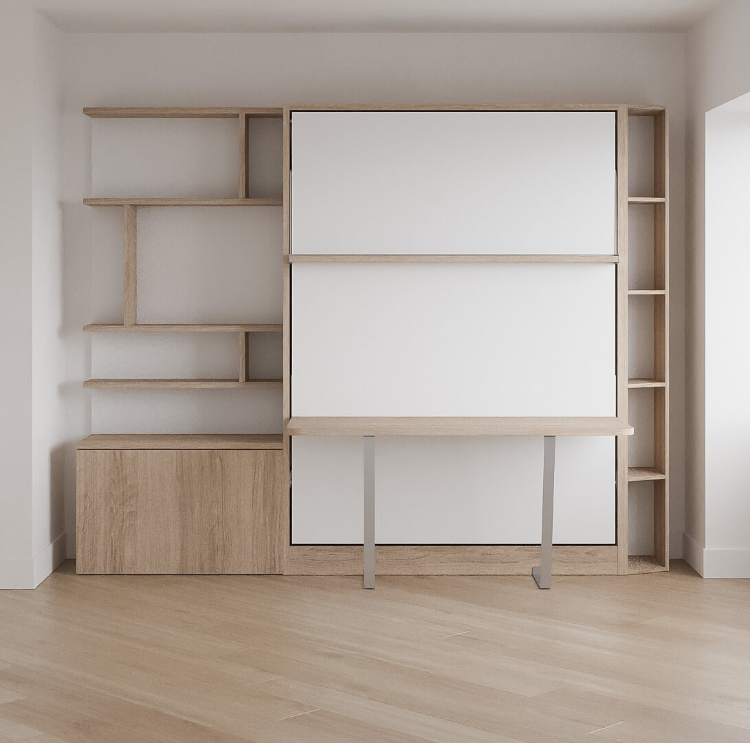 Design Ideas - Royal Queen Wall Bed with Bookcases and Self Leveling Desk